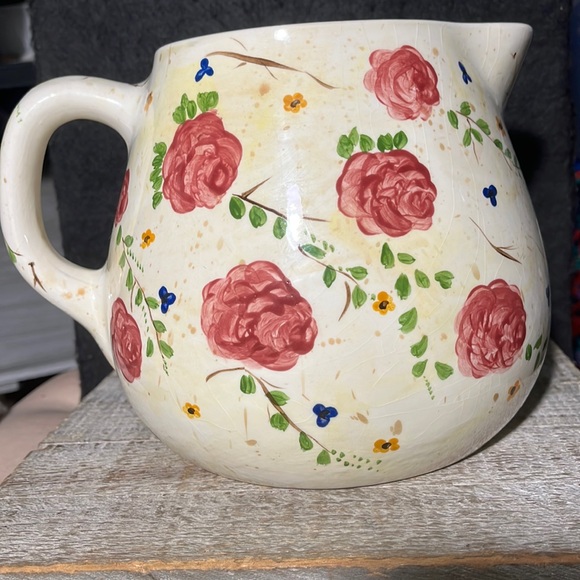 unknown | Accents | Ceramic Water Pitcher With Roses And Greenery ...